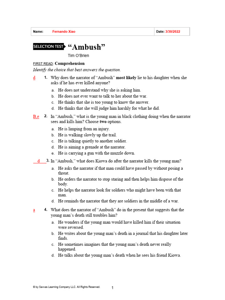 The Ambush Evluation 1 | PDF