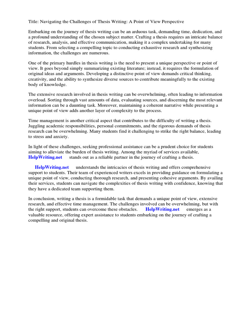 Thesis Using Point of View | PDF | Narration | Essays