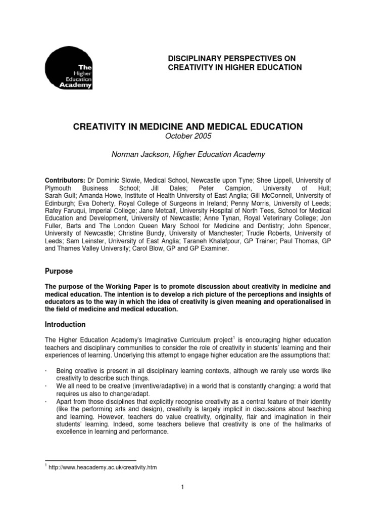 Creativity in Medicine | PDF | Creativity | Medical Diagnosis