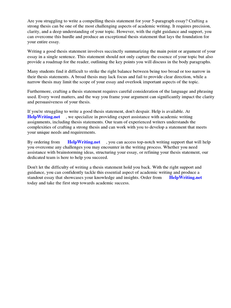 How To Write A Good Thesis Statement For A 5 Paragraph Essay | PDF ...