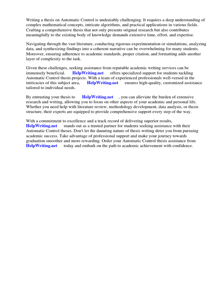 Automatic Control Thesis | Download Free PDF | Engineering | Automation