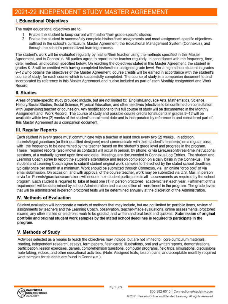 21-22 CalCA Master Agreement FILLABLE | PDF | Individualized Education ...