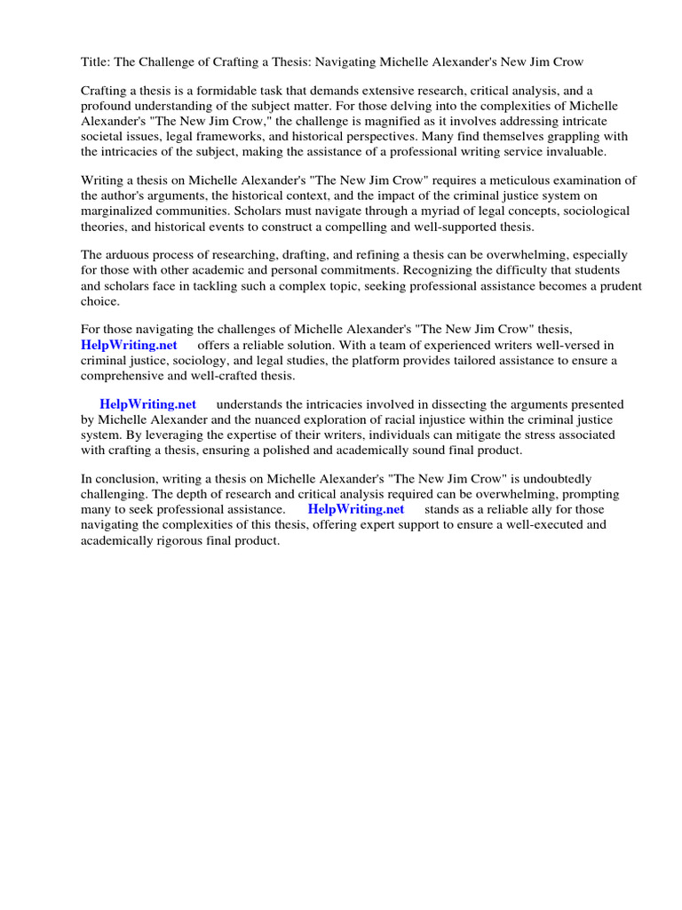 Michelle Alexander New Jim Crow Thesis | PDF | Incarceration In The ...
