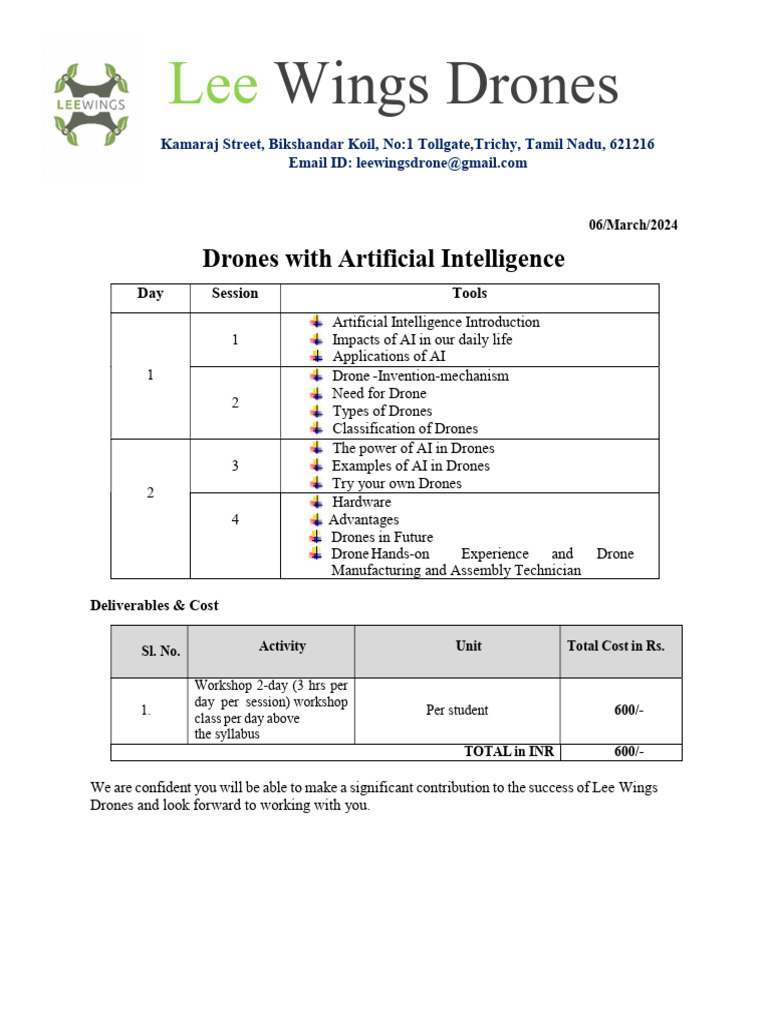 Drone AI Programme Proposal-1 | PDF