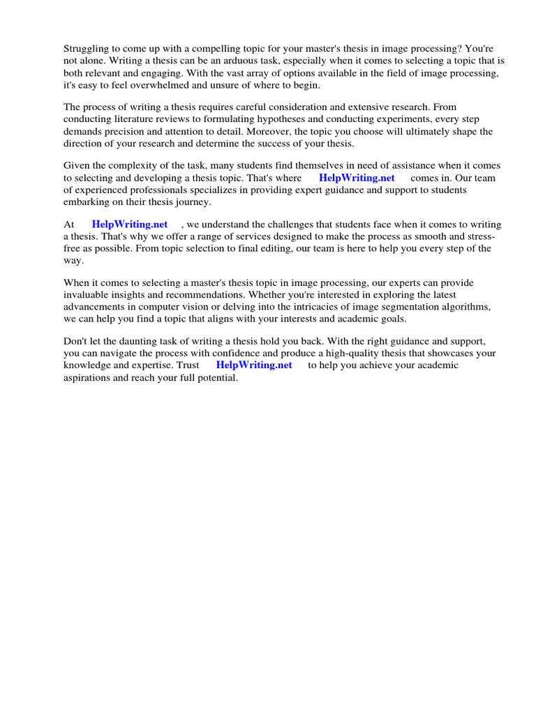 Master's Thesis Topics in Image Processing | PDF | Machine Learning