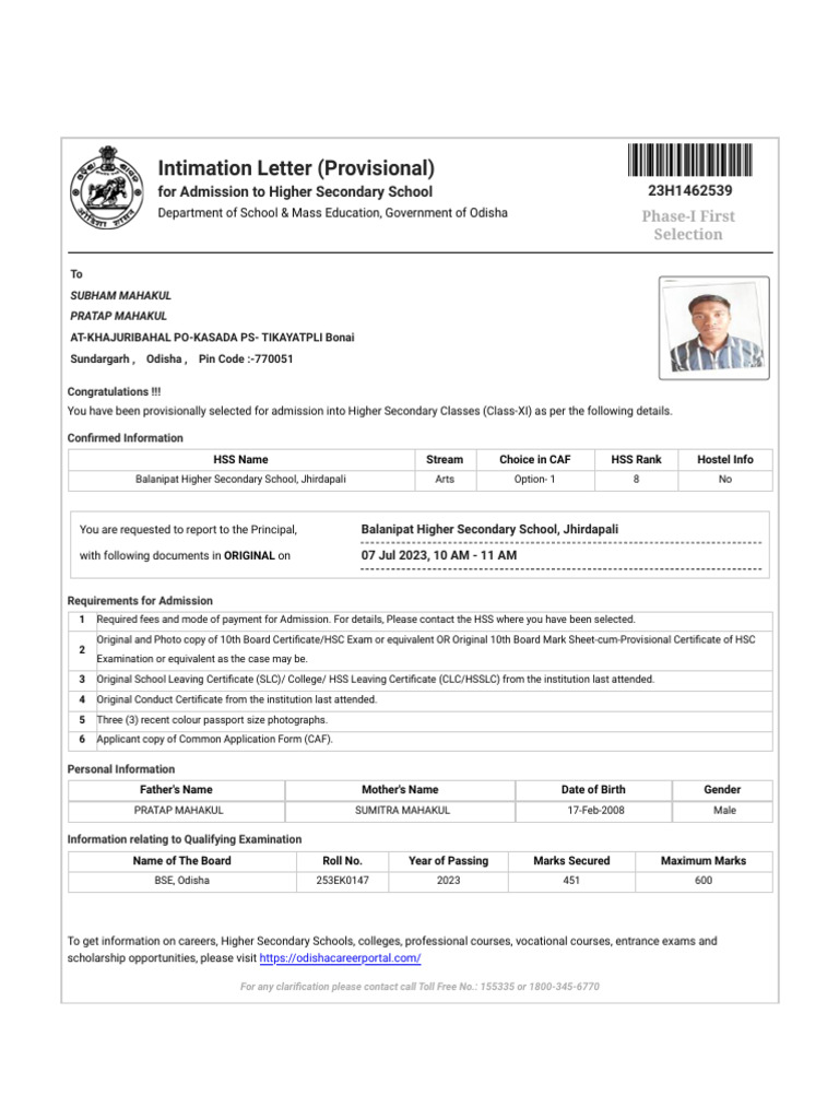 Intimation | PDF | University And College Admission | Vocational Education