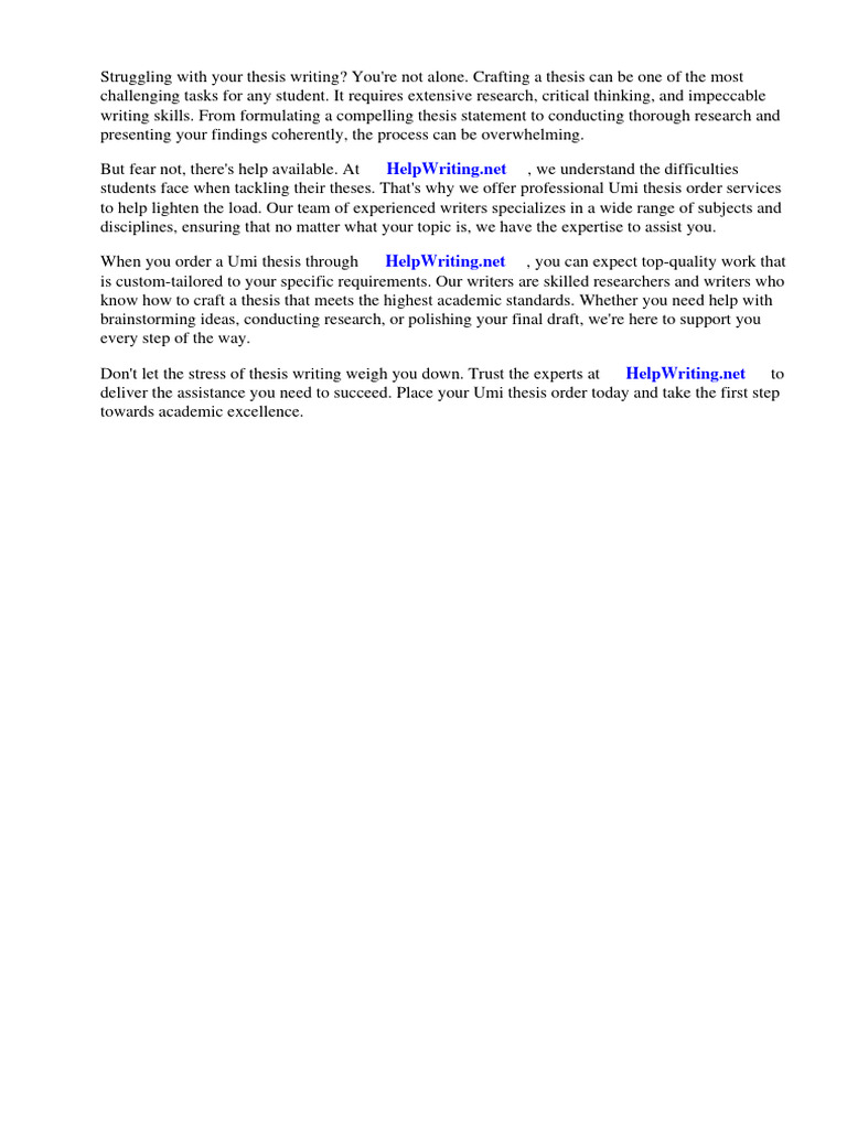 Umi Thesis Order | Download Free PDF | Thesis | Doctor Of Philosophy