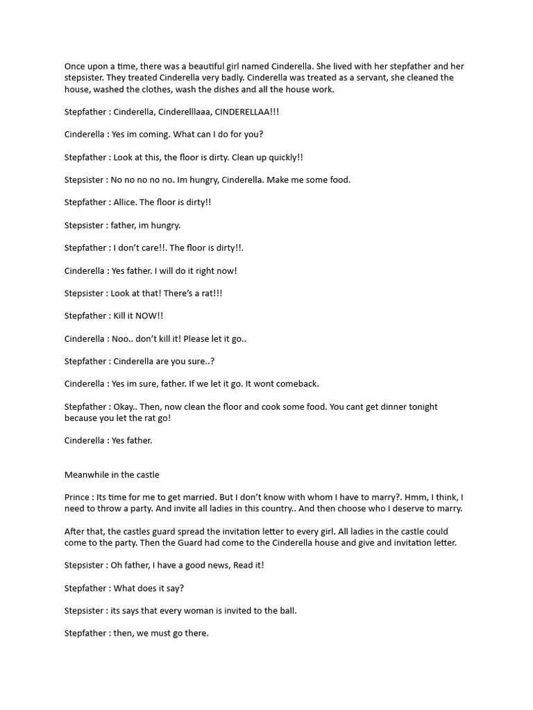 Cinderella Pdf Cinderella Fairy Tales