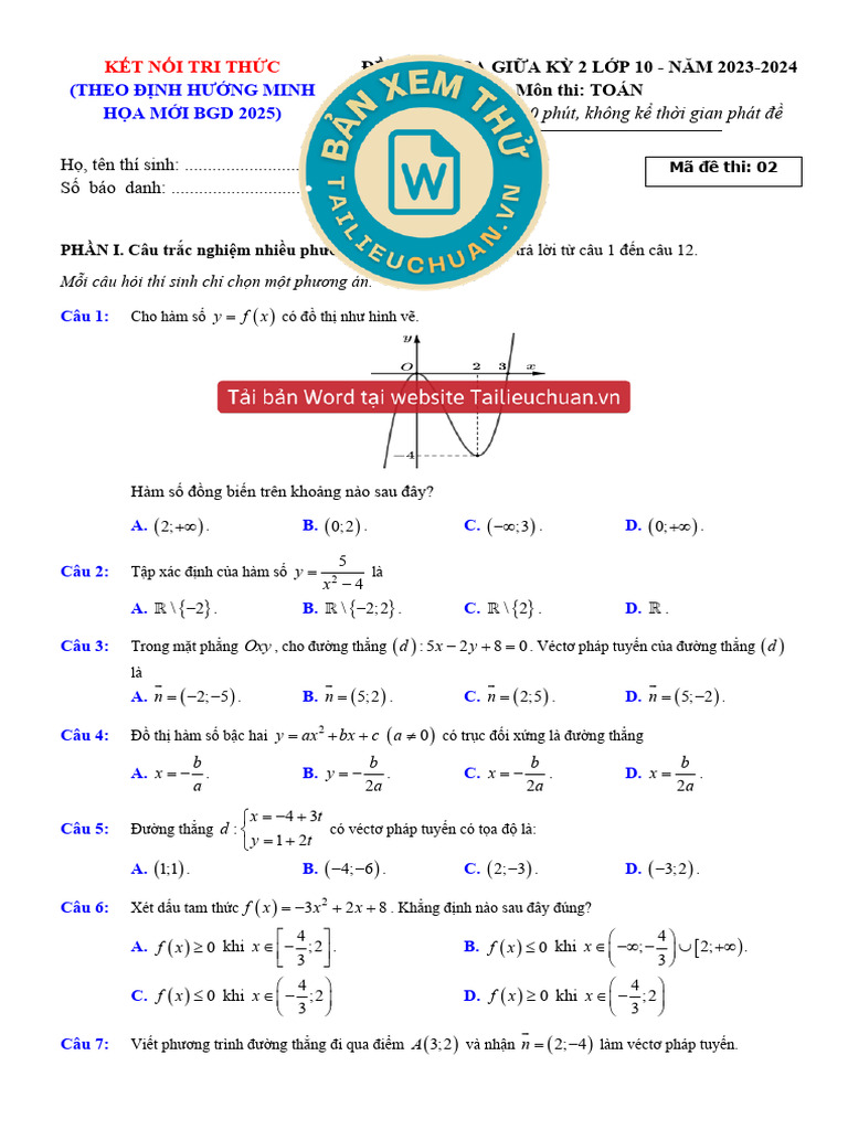ĐỀ 02 - ÔN TẬP GK2 - TOÁN 10 - KNTT (Soạn theo minh họa BGD 2025) .Image.Marked | PDF