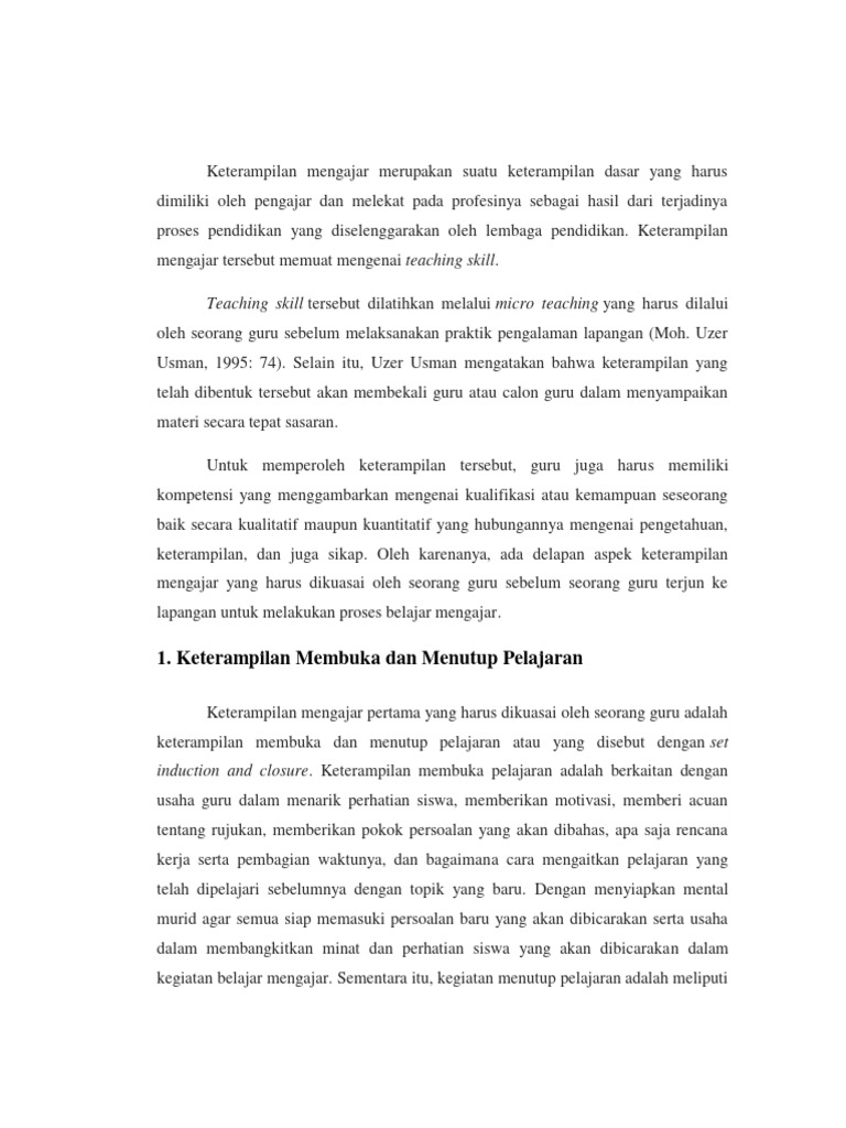 8 Keterampilan Mengajar Guru Pdf