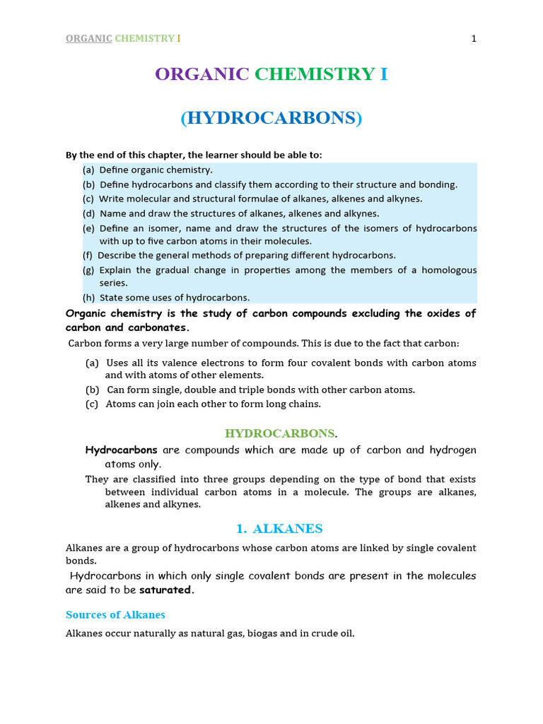 Introduction to Hydrocarbons in Organic Chemistry | PDF | Alkane | Alkene