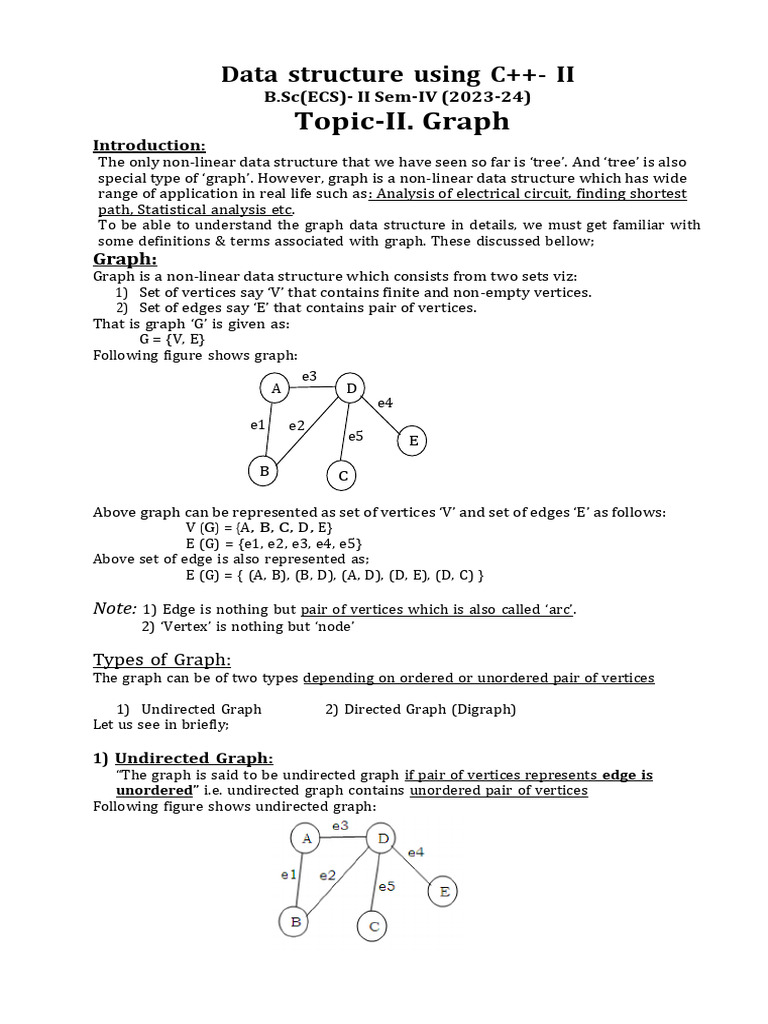 Unit-II Sem-IV Topic-II Graph 2023-24 | PDF | Vertex (Graph Theory ...
