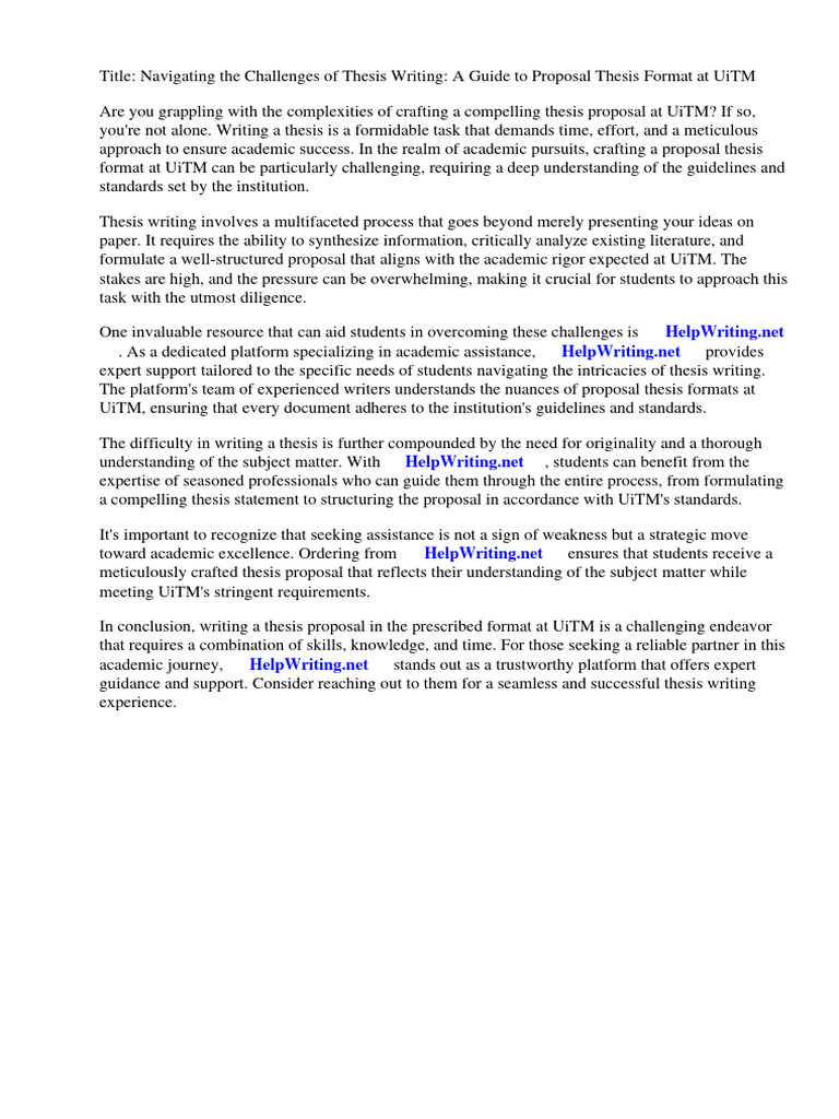 Proposal Thesis Format Uitm | Download Free PDF | Thesis | Cognition