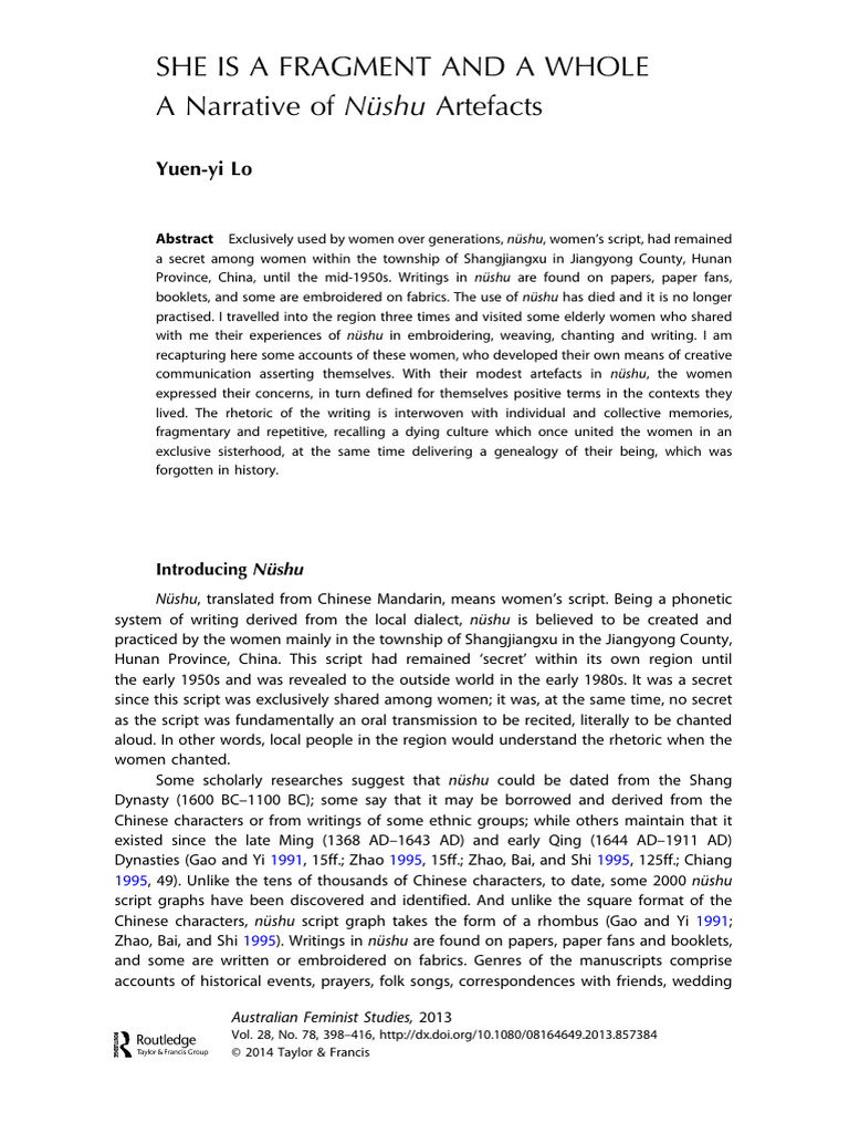 Women's Secret Script: Nüshu's Legacy | PDF