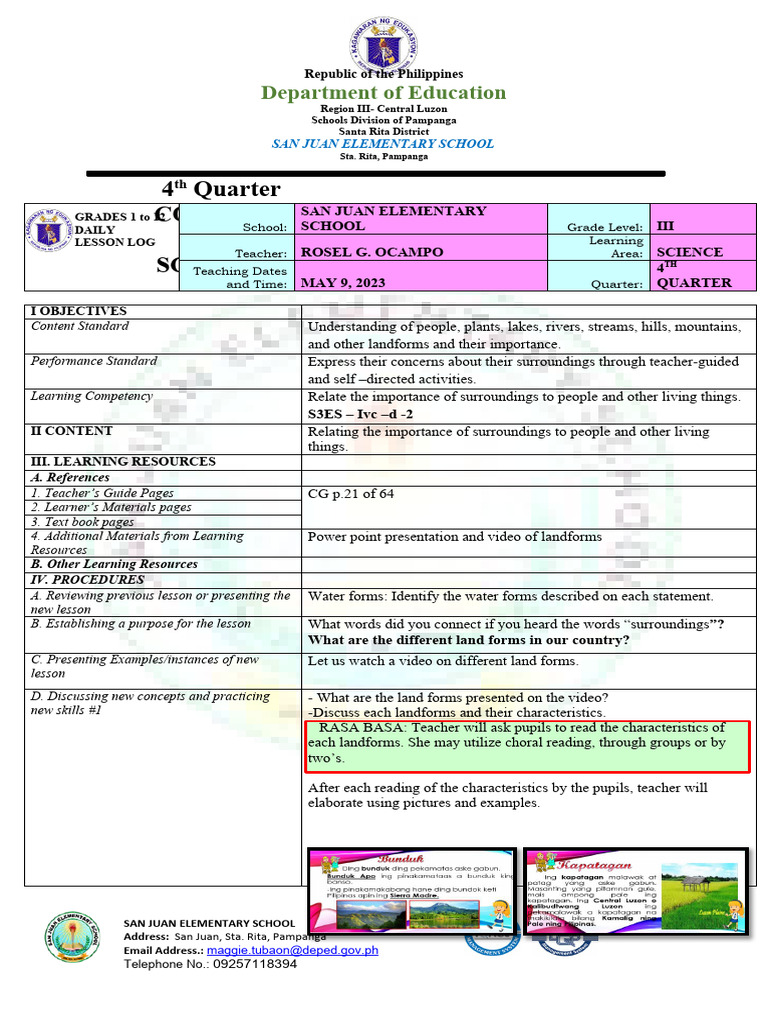 COT DLL_SCIENCE with annotations | PDF | Learning | Teachers