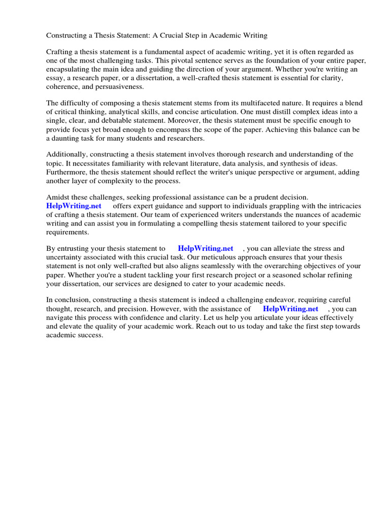 Construction of A Thesis Statement | PDF | Essays | Thesis