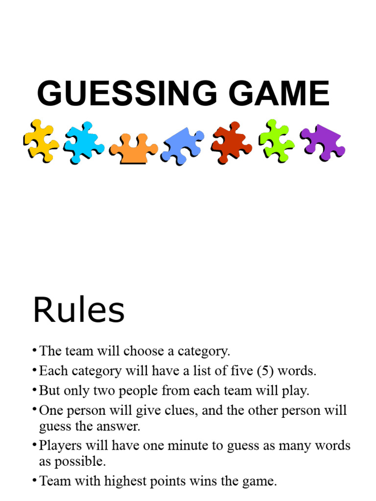 Categories Guessing Game | PDF