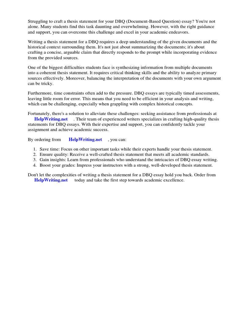 How To Write A Thesis Statement For DBQ | PDF | Essays | Thesis