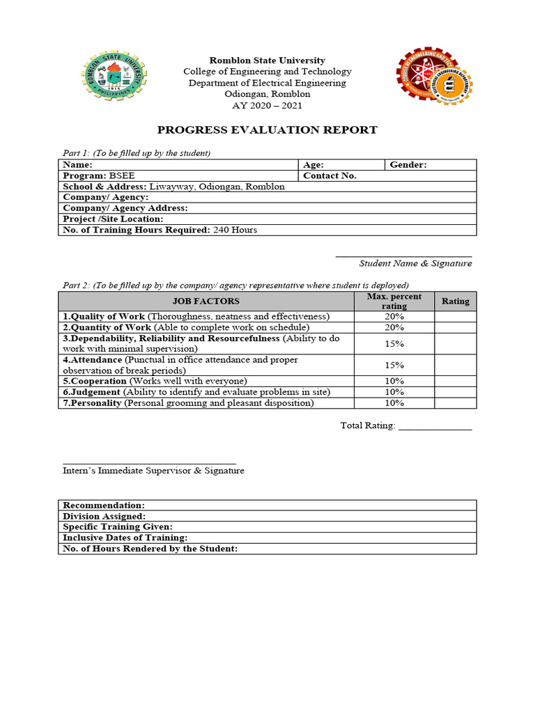 Progress Evaluation Report | PDF