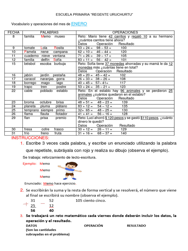Vocabulario Enero Primero Regente | PDF