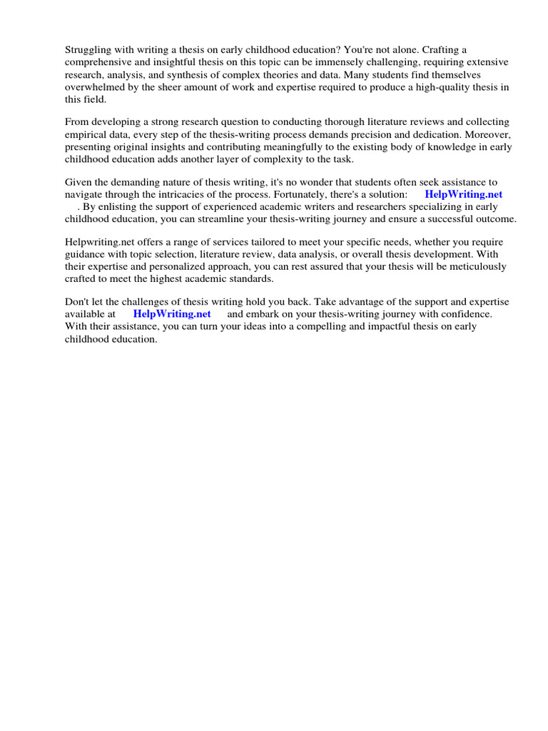 Thesis On Early Childhood Education PDF | Download Free PDF | Early ... Thesis On Early Childhood Education PDF | Download Free PDF | Early ...