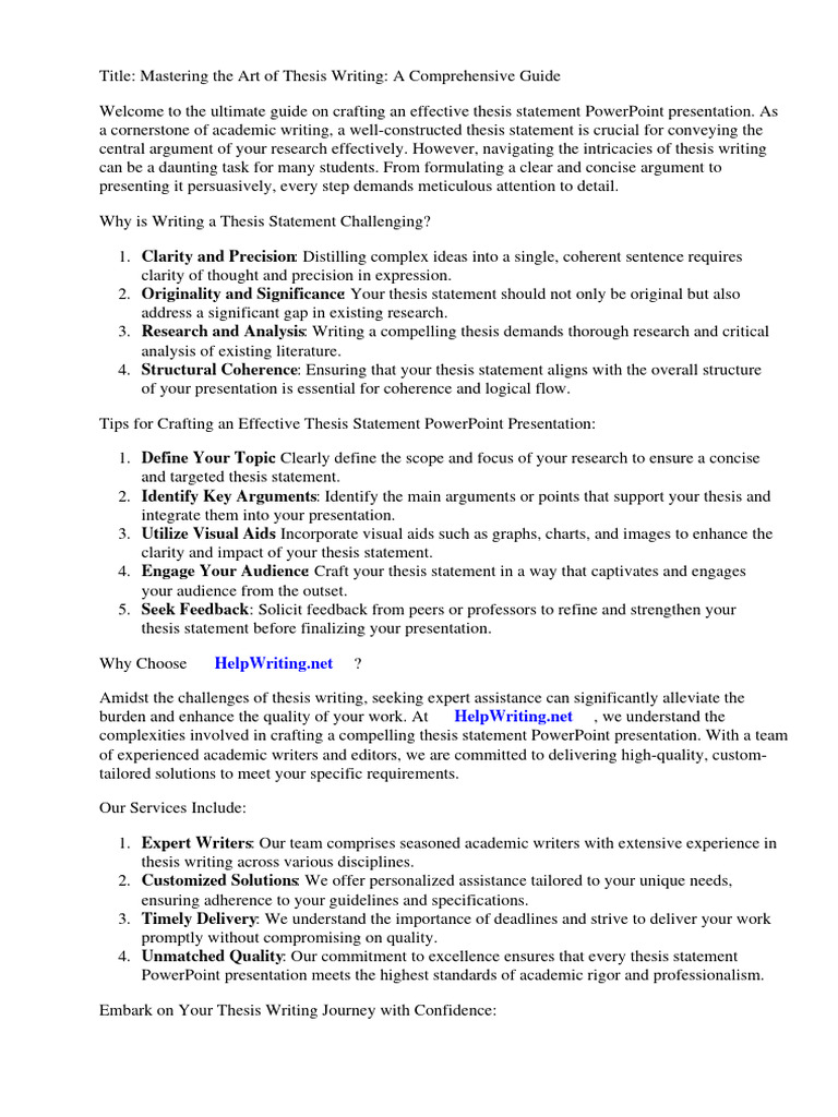 How To Write An Effective Thesis Statement Powerpoint | PDF | Essays ...