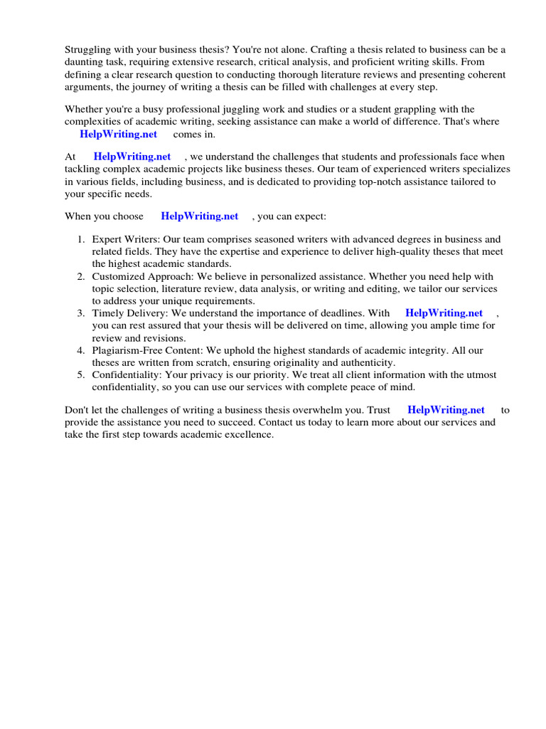 Sample Thesis Related To Business | PDF | Thesis | Artificial Neural ...