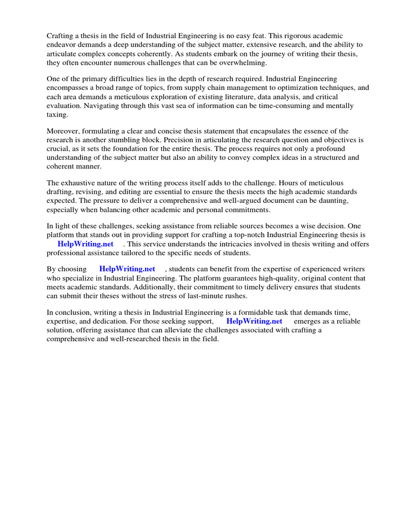 Sample Thesis Title Industrial Engineering | PDF | Thesis | Engineering
