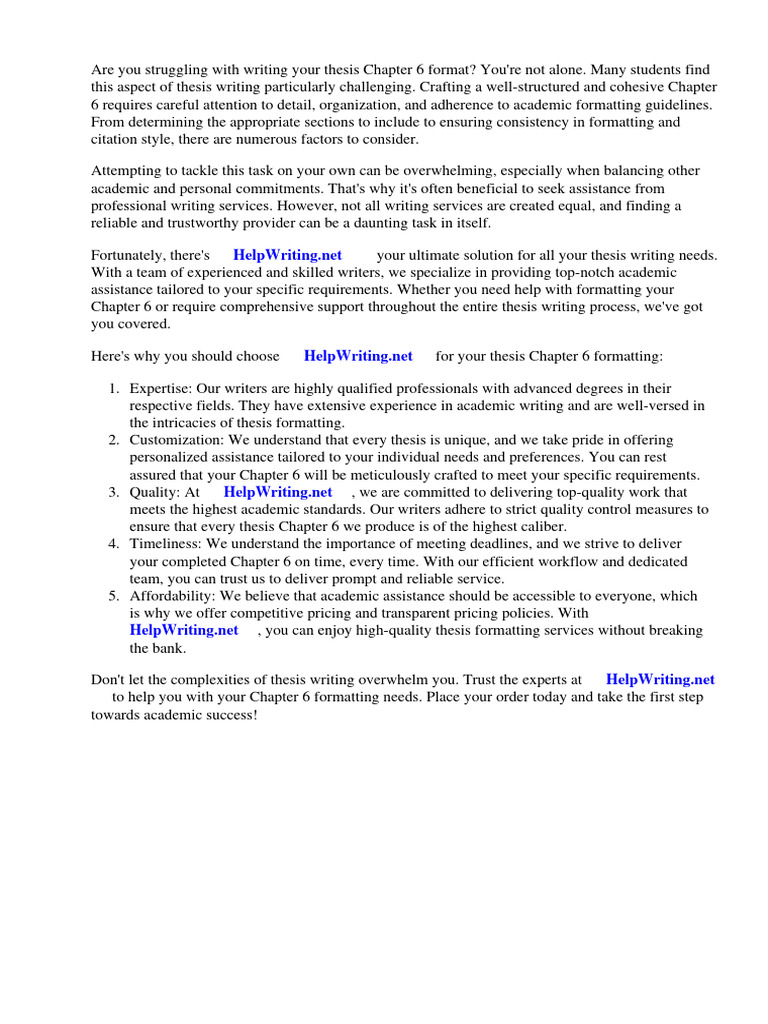 Thesis Chapter 6 Format | PDF | Thesis | Science