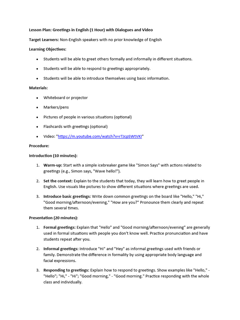 Lesson Plan DAY 1 | PDF