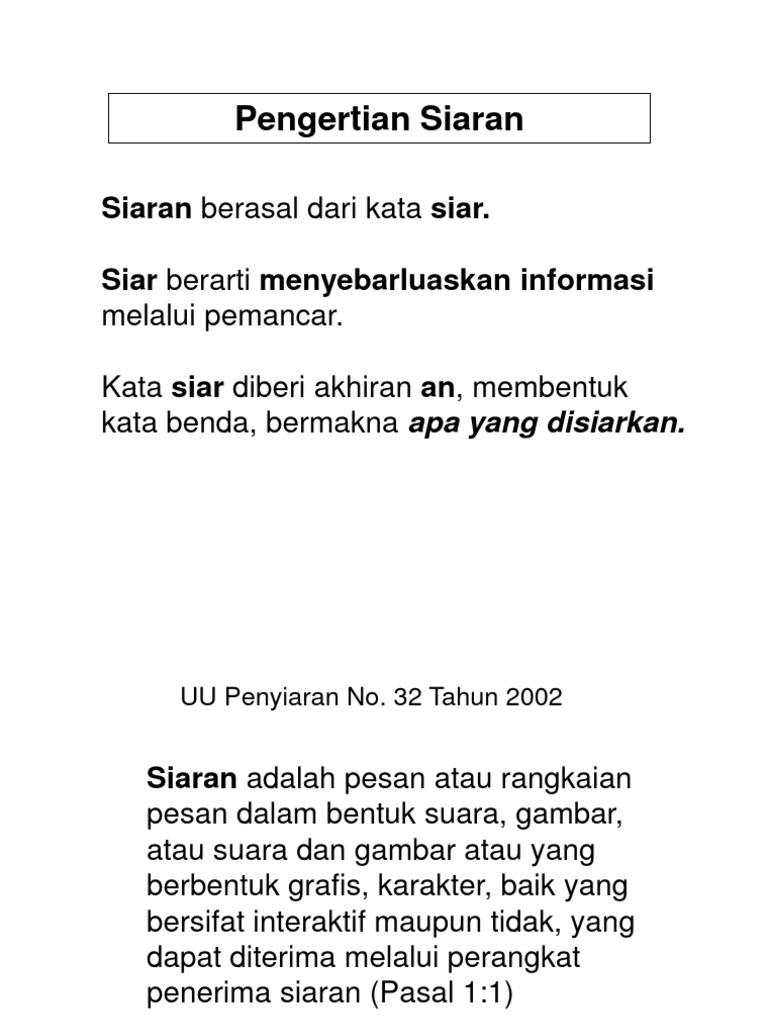 Pengertian dan Ruang Lingkup Siaran | PDF