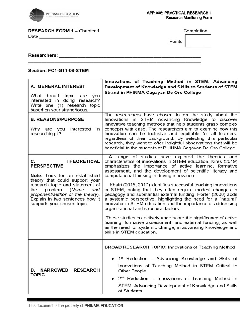 Group#4 App 005 Mini PT Research Forms 1 3 | PDF | Science, Technology ...