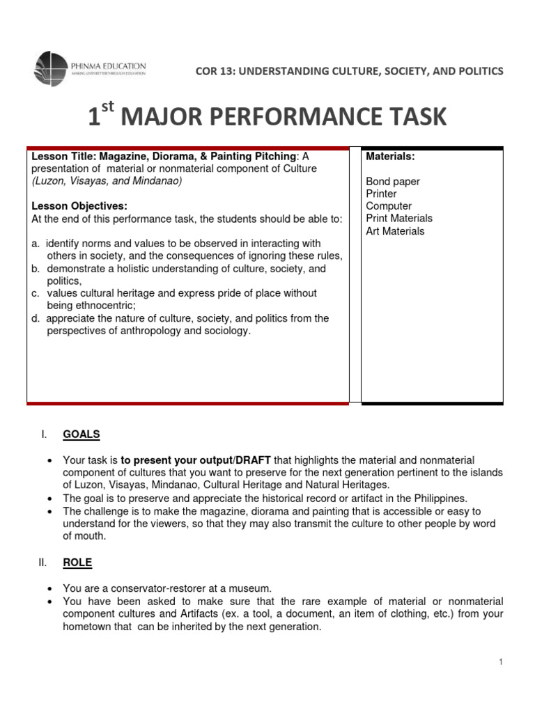 Cor-013 - Major-Performance-Task | PDF | Creativity | Critical Thinking