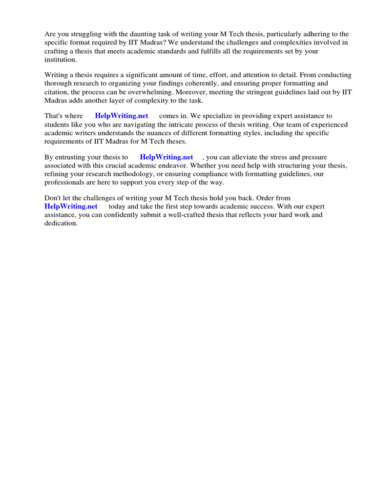 Iit Madras m Tech Thesis Format | PDF | Thesis | Doctor Of Philosophy