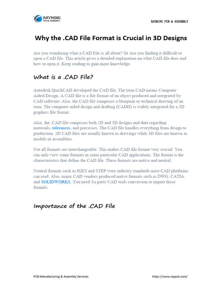 Why The Cad File Format Is Crucial In 3d Designs Pdf Computer