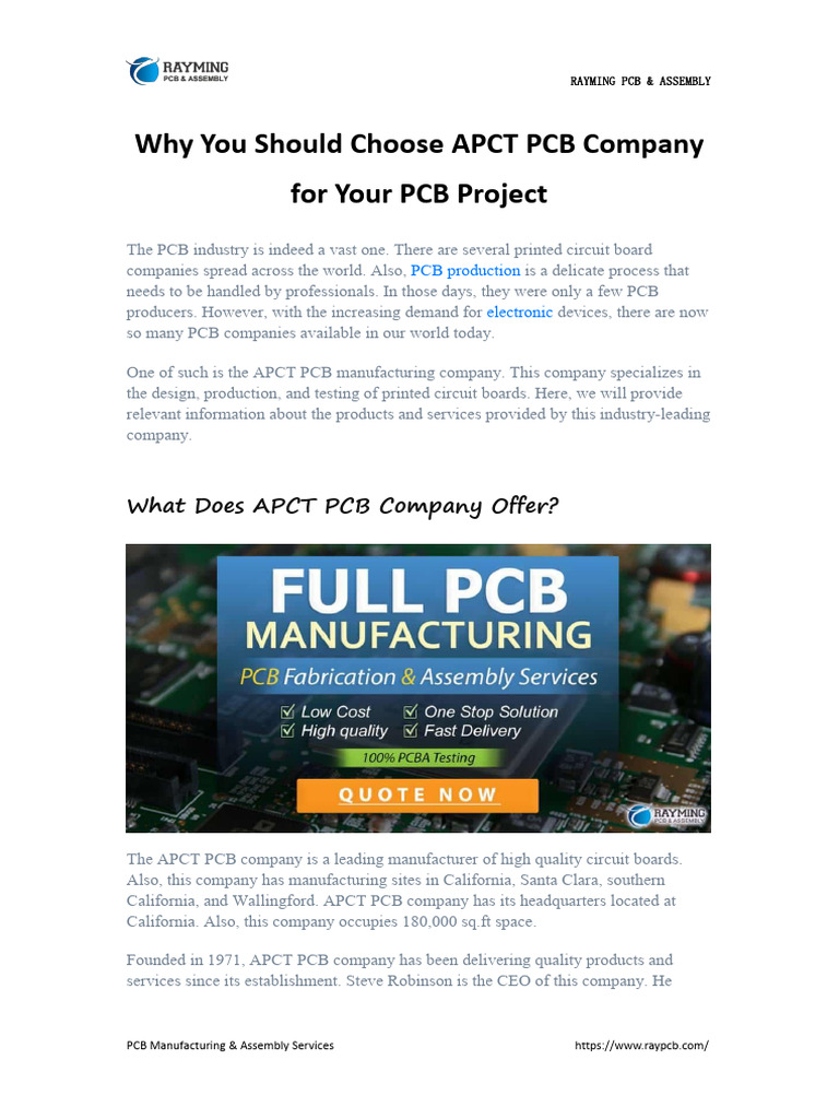 Why You Should Choose APCT PCB Company For Your PCB Project | PDF ...