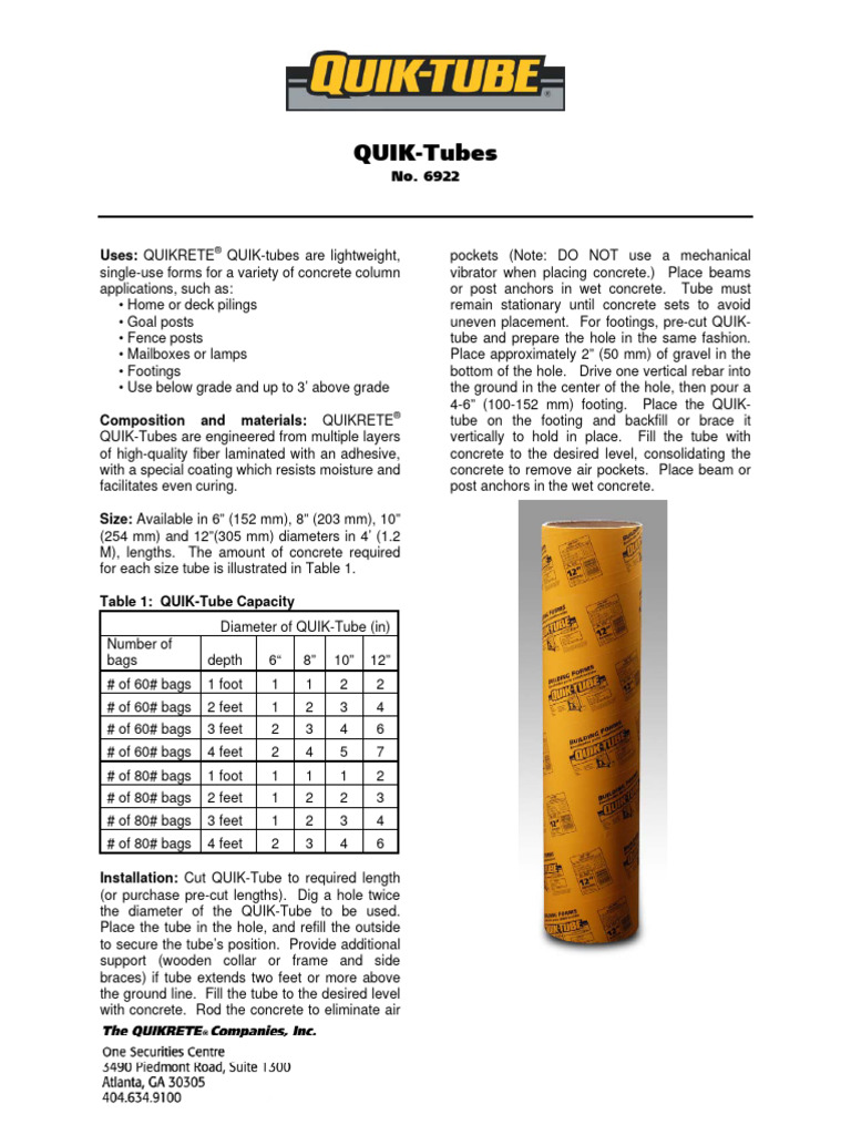 Data Sheet-Quiktube | PDF | Concrete | Deep Foundation