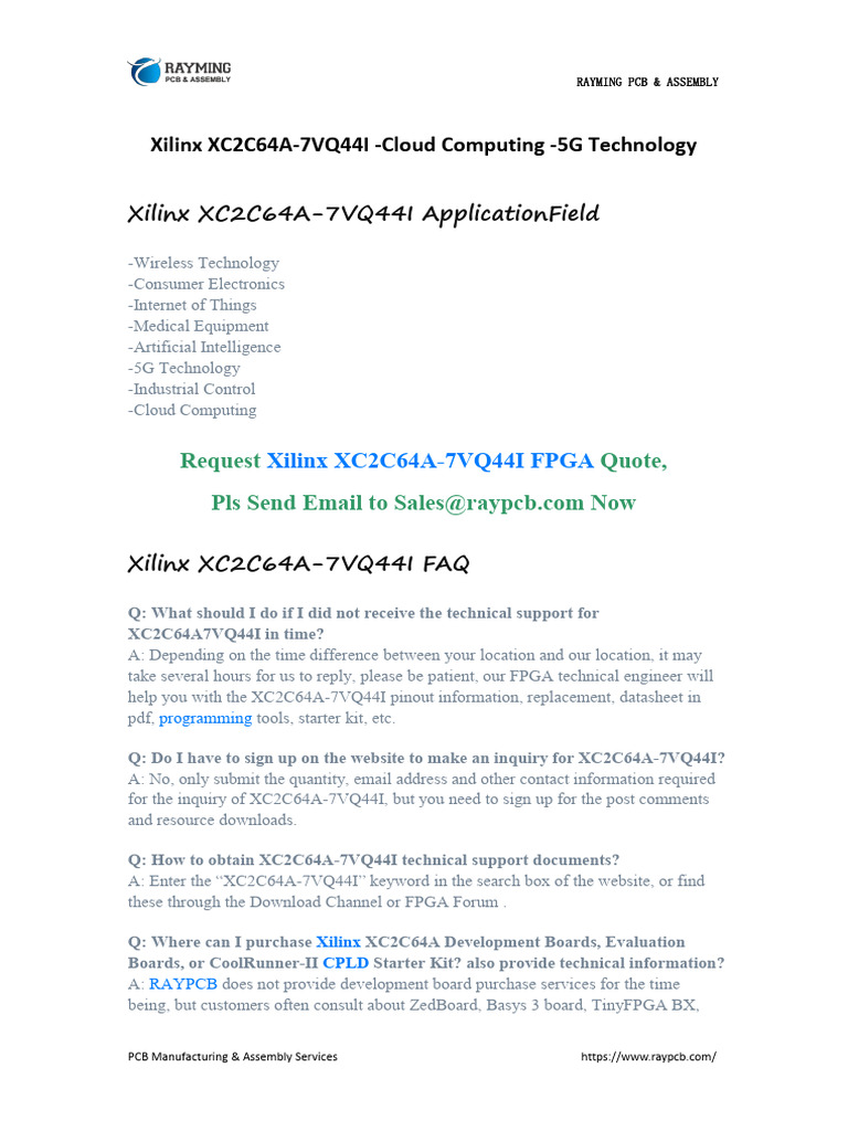 Xilinx XC2C64A-7VQ44I - Cloud Computing - 5G Technology | PDF | Field ...