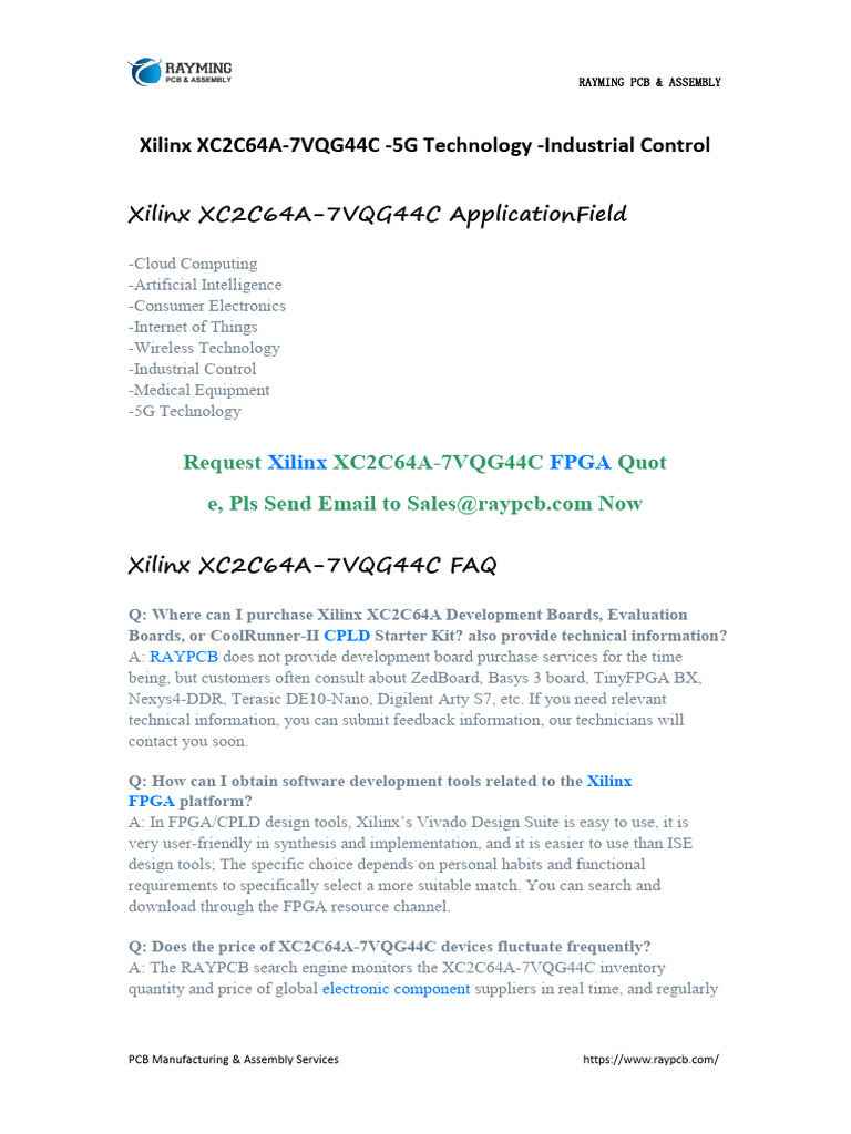 Xilinx XC2C64A-7VQG44C - 5G Technology - Industrial Control | PDF ...