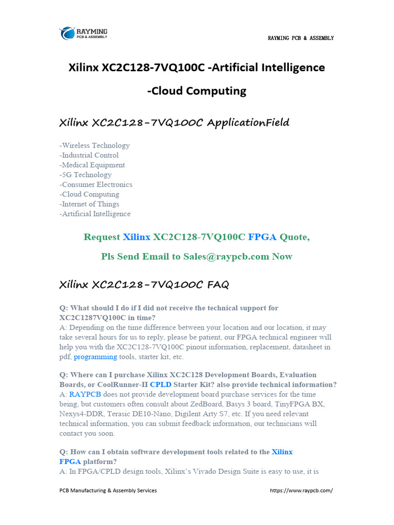 Xilinx XC2C128-7VQ100C Overview | PDF | Field Programmable Gate Array | Input/Output