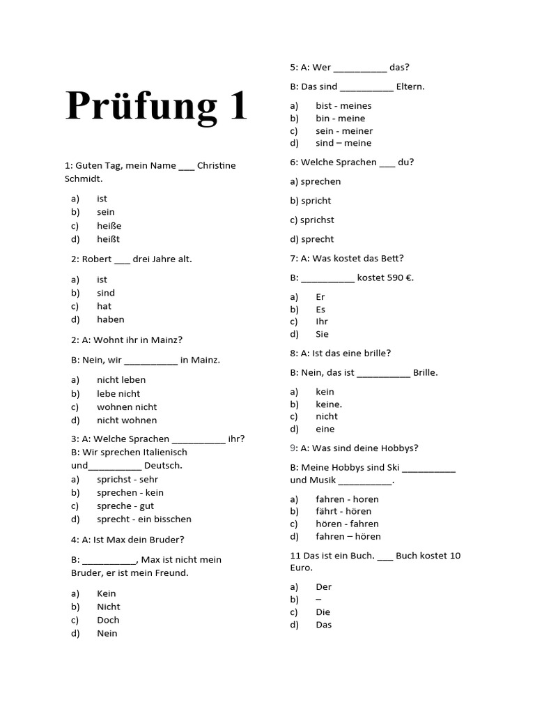 Prüfung A1.1 | PDF