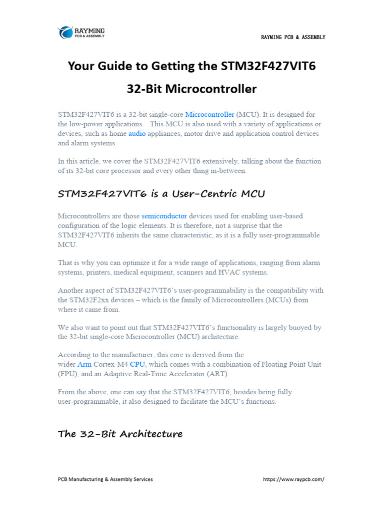Your Guide To Getting The STM32F427VIT6 32-Bit Microcontroller | PDF | Microcontroller | Flash ...