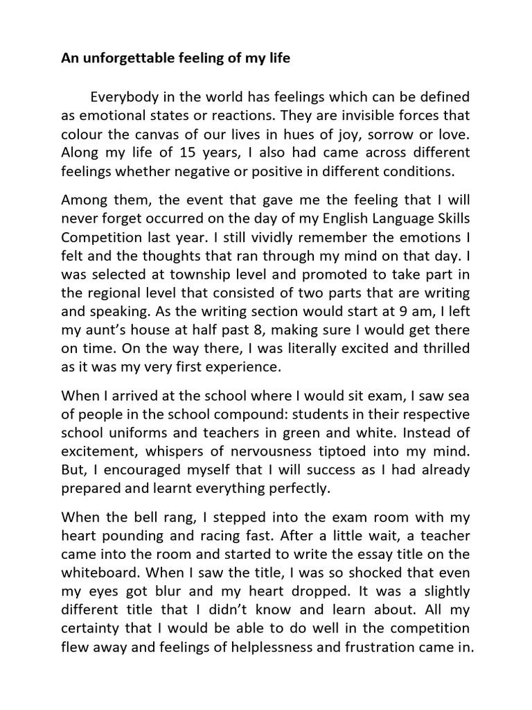 My Unforgettable Competition Experience | PDF | Feeling | Anxiety