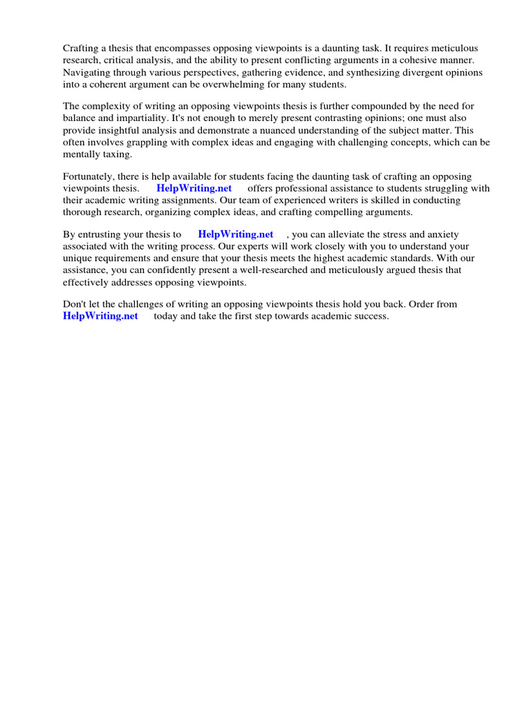 Opposing Viewpoints Thesis | PDF | Essays | Critical Thinking