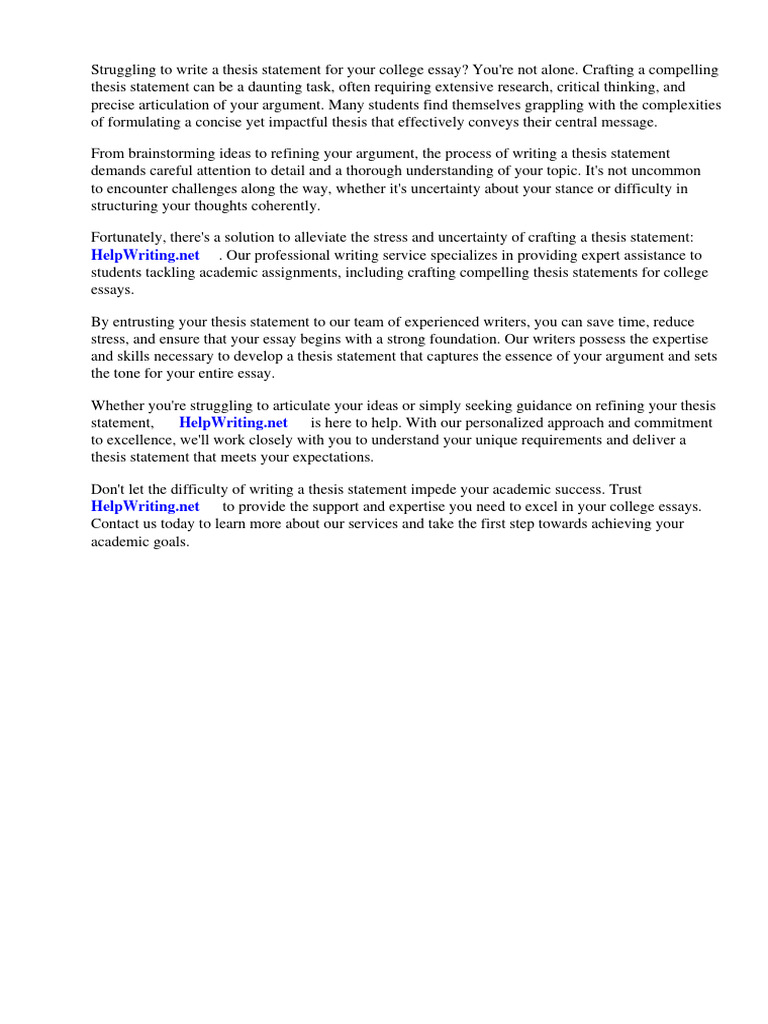 Thesis Help for College Students | PDF | Essays | Thesis
