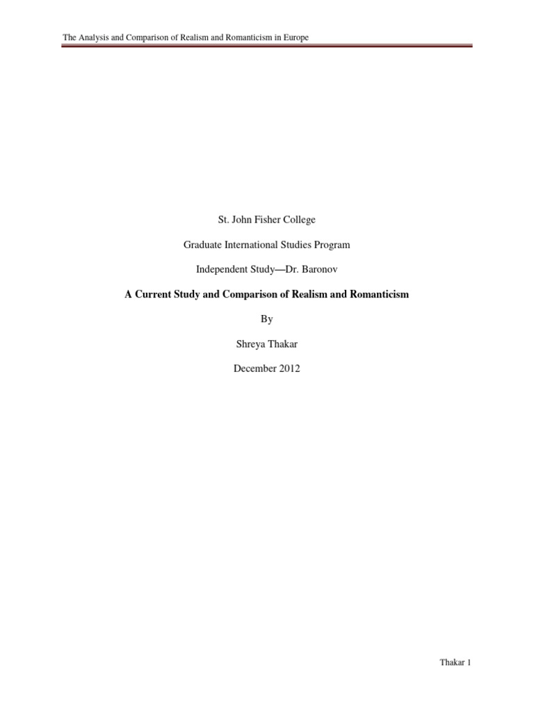 A Current Study and Comparison of Realism and Romanticism in Euro | PDF ...