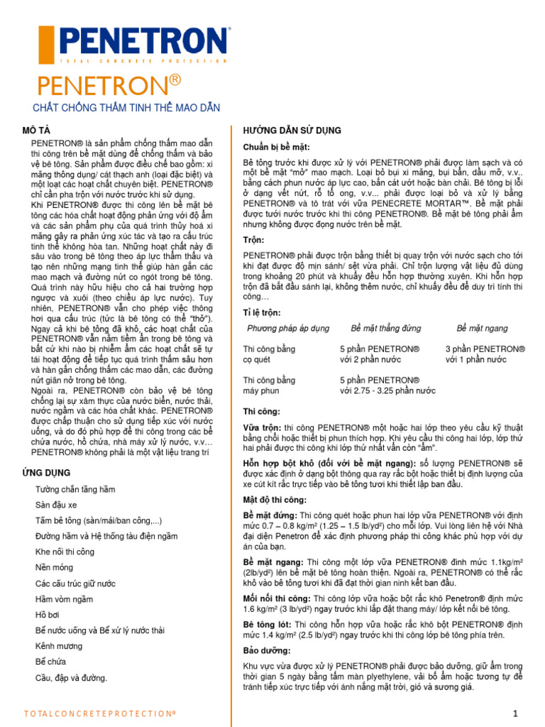Penetron PDS VN | PDF