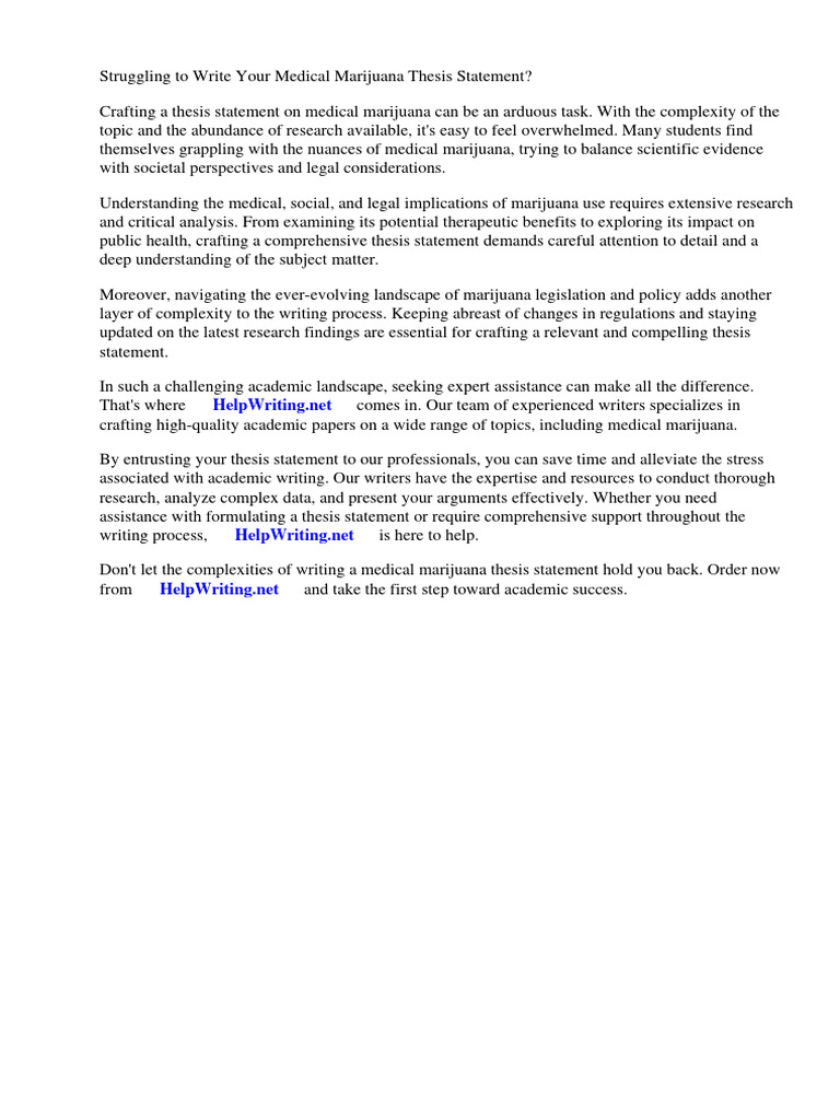 Medical Marijuana Thesis Statement | PDF | Cannabis (Drug) | Medical ...