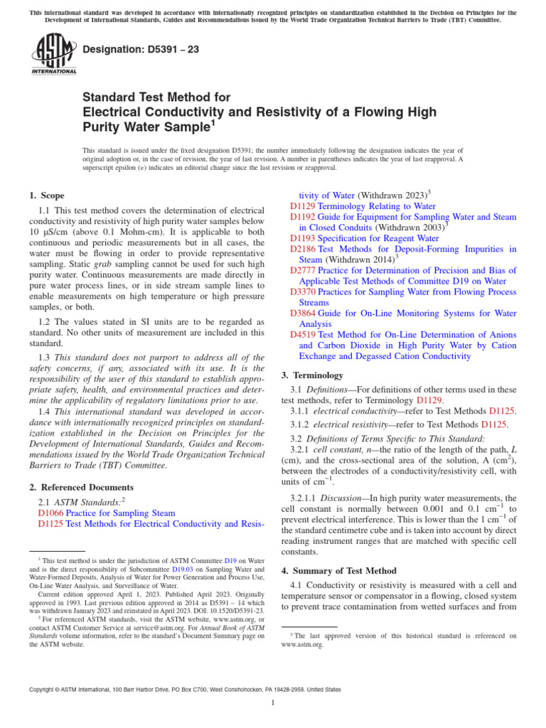 Astm D5391 - 23 | PDF | Ph | Calibration