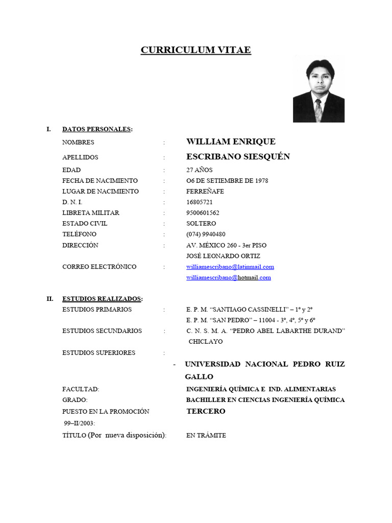 Curriculum Vitae | PDF | Perú | Naciones Unidas